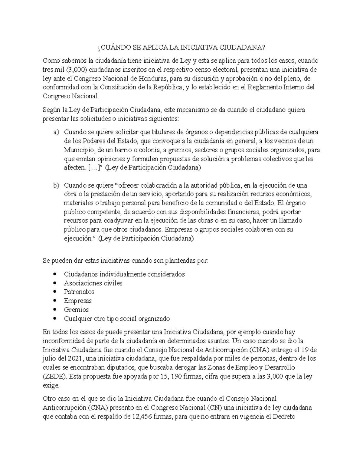 Cuándo SE Aplica LA Iniciativa Ciudadana.docx Astrid y Rut - ¿CUÁNDO SE ...