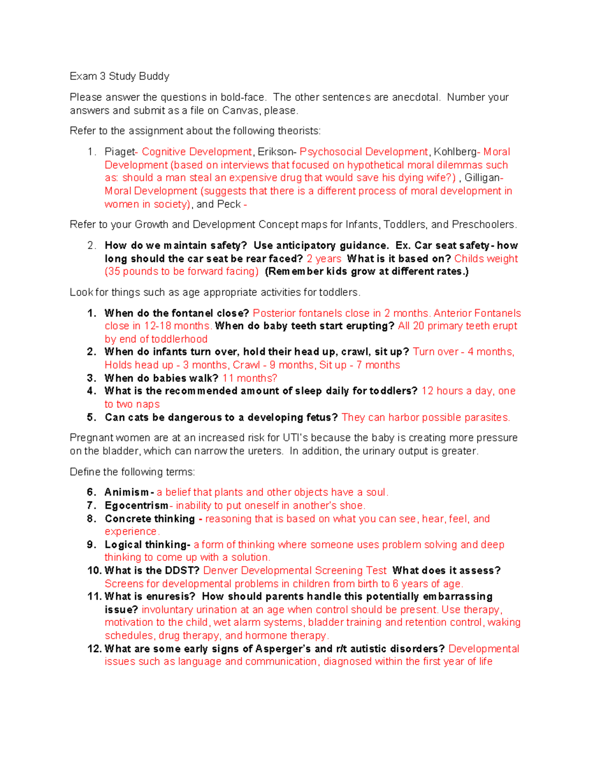 Exam 3 study buddy - Exam 3 Study Buddy Please answer the questions in ...