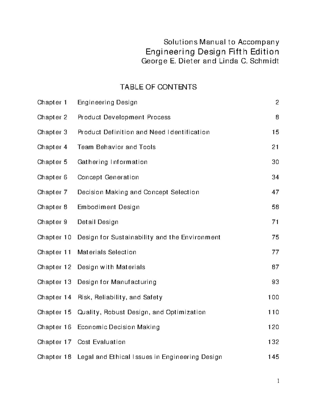 Engineering design 5th edition dieter so - Solutions Manual to ...