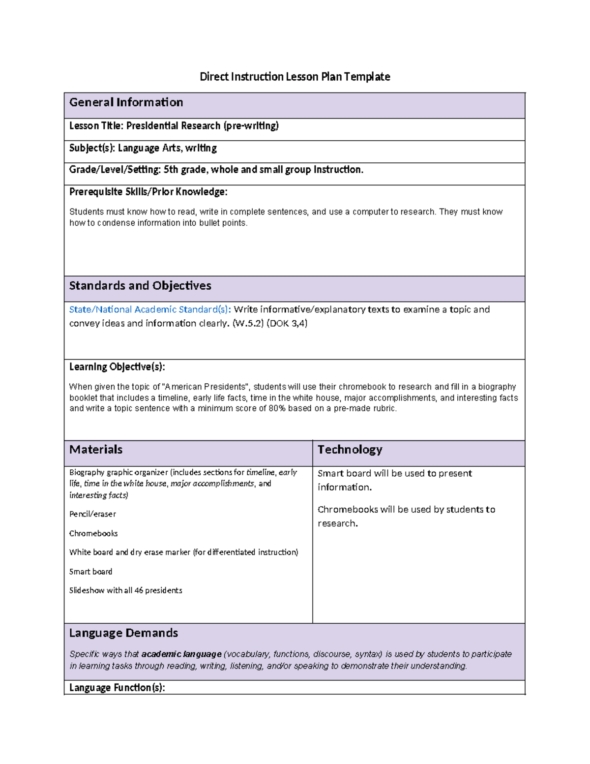 C365 Task 1-passed - Direct Instruction Lesson Plan Template General Information Lesson Title ...