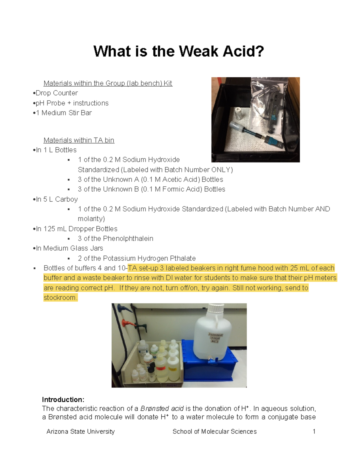 What is the Weak Acid Handoutf 23 - What is the Weak Acid? Materials ...
