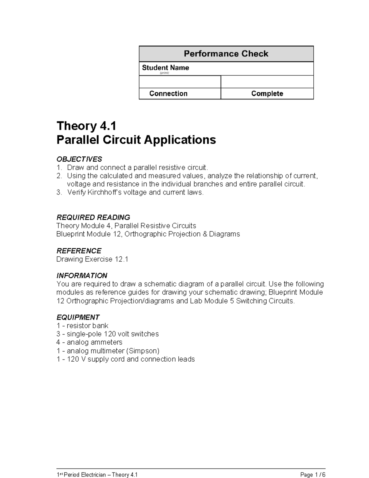 Parallel Circuit Applications - Theory 4. Parallel Circuit Applications ...