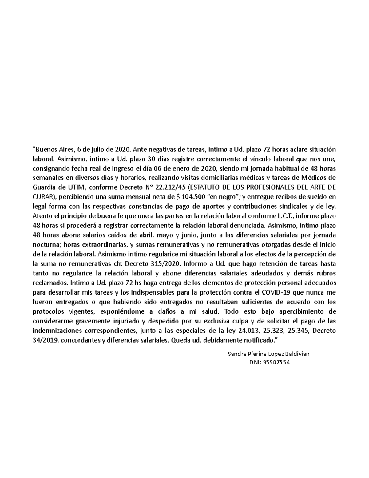 01TLC Rechazando E Intimando Empleador 1 - EMPLEADOR SOLIDARIO: GRUPO ...