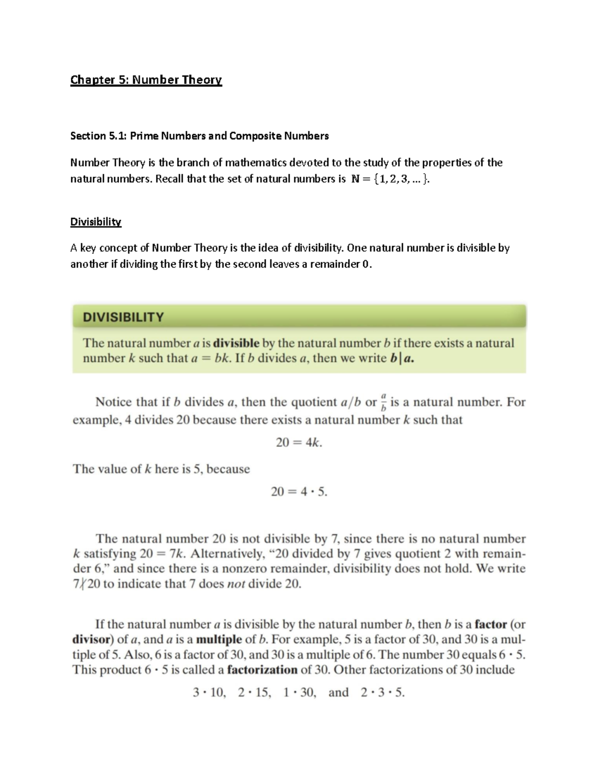 Sections 5 - Professor Tromp - Chapter 5: Number Theory Section 5 ...