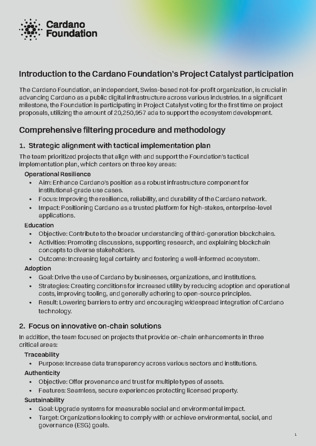 CF F12 Catalyst proposals - Introduction to the Cardano Foundation’s ...
