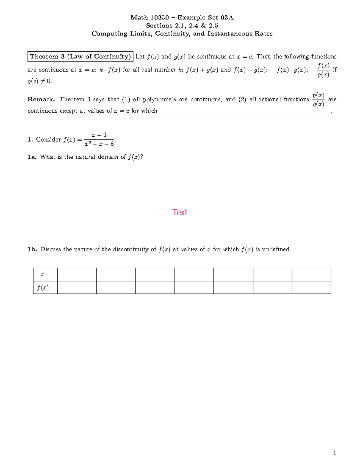 Sample/practice exam 2020, questions - Math 10350 – Example Set 03A Sections 2, 2 & 2. Computing ...