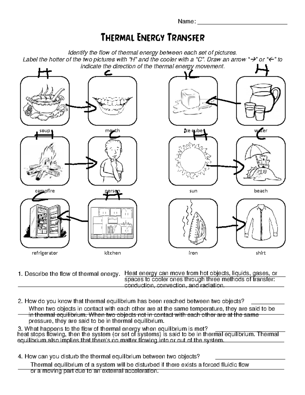 Kamariah Owens - Heat Transfer Practice- Hot or Cold - Identify the ...