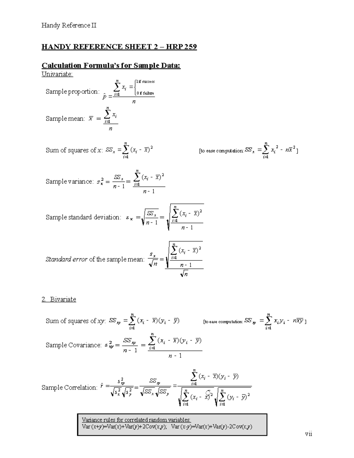 Handy Ref 2 - Concept outline - HANDY REFERENCE SHEET 2 – HRP 259 ...