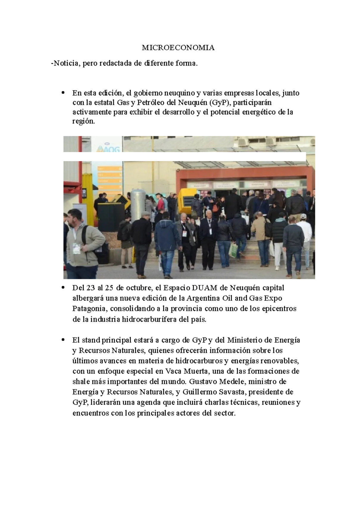 Microeconiomia 8 - tp de microo - MICROECONOMIA -Noticia, pero ...