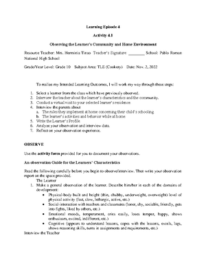 FS-1-Learning-Episode-3-Activity-3 - Learning Episode 3 Activity 3. Observing differences among ...