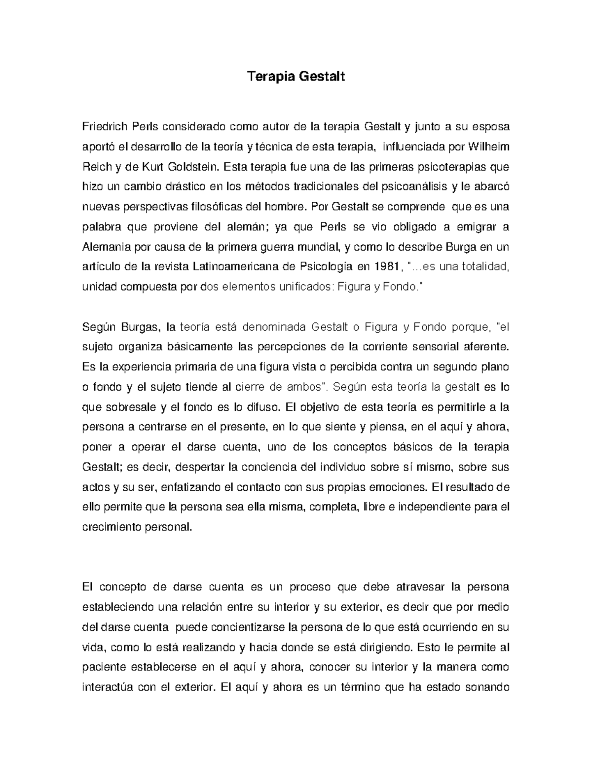 Terapia Gestalt por Friedrich Perls los más importantes aportes a esta ...