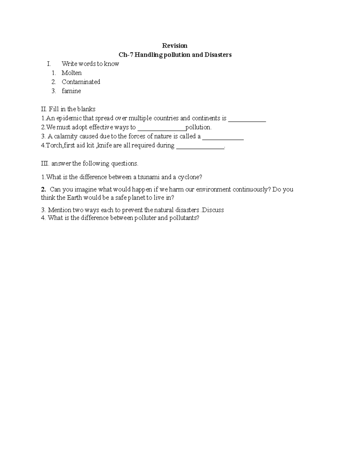 Revision -2 - Hi very good - Revision Ch-7 Handling pollution and ...