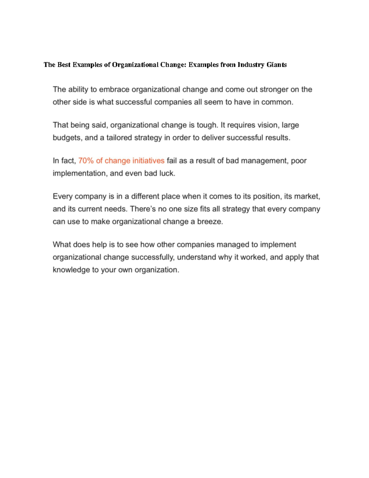 The Best Examples of Organizational Change - Contemporary Management ...