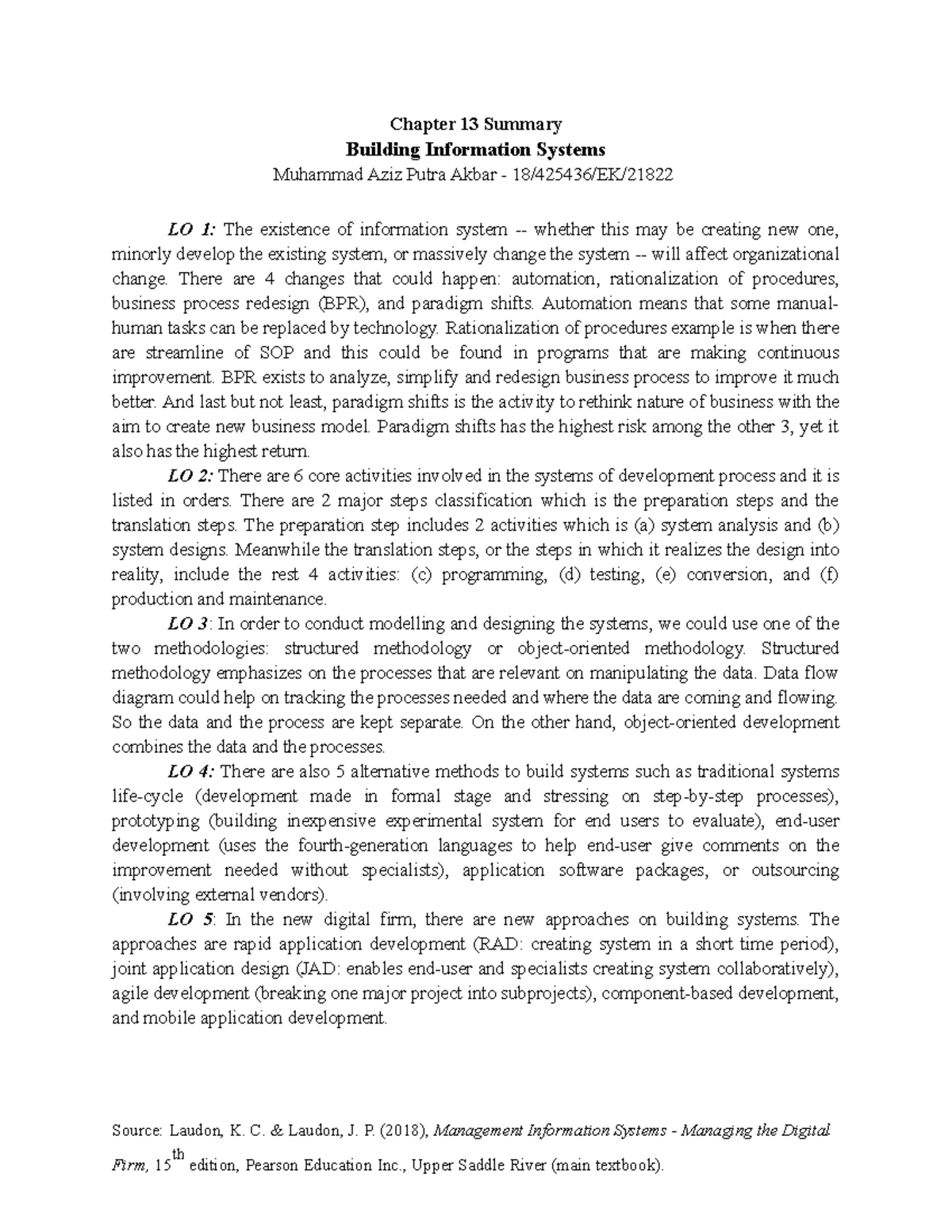 Summary Chapter 13 - Building Information System - Chapter 13 Summary Building Information ...