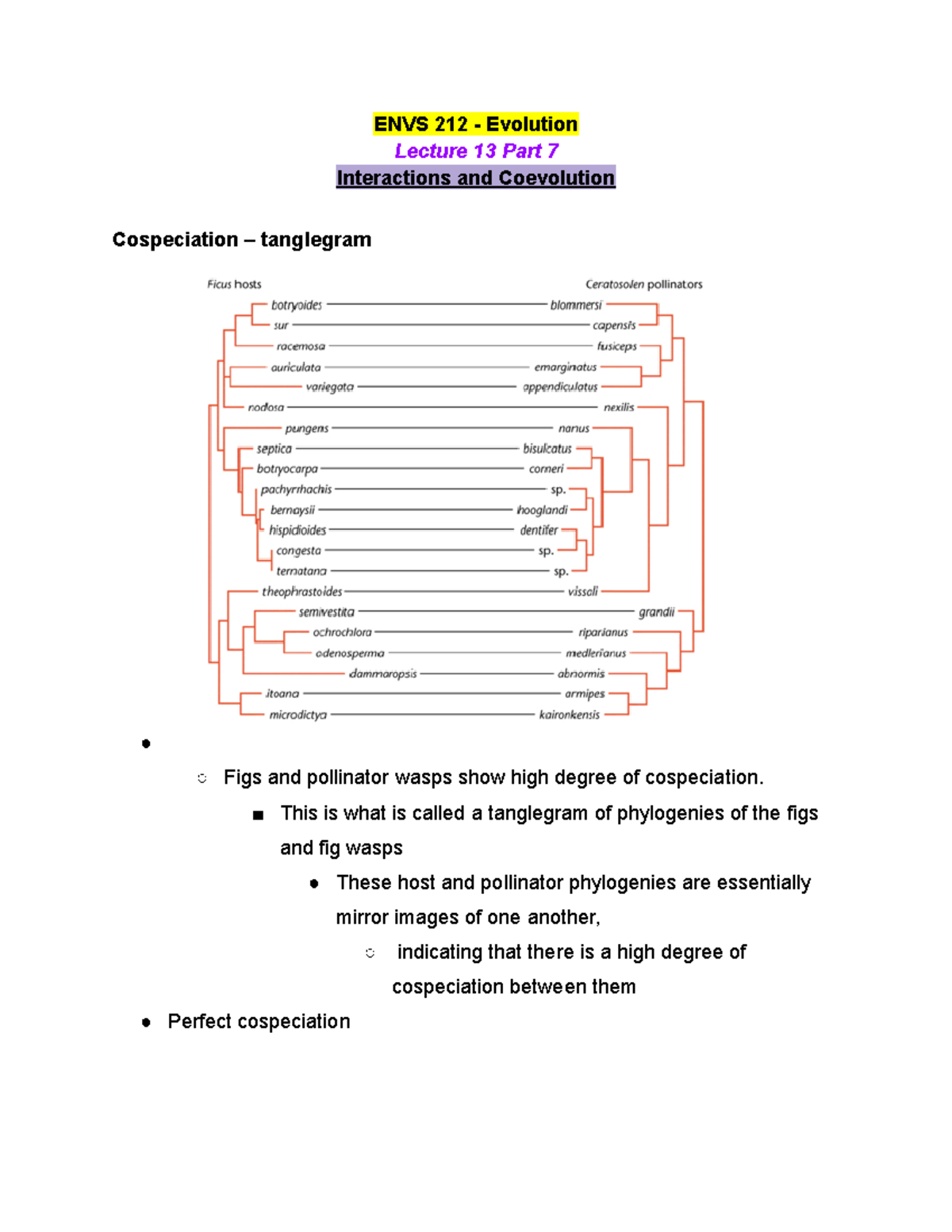 ENVS 212 Lecture 13 Part 7 - Spring 2020 - ENVS 212 - Evolution Lecture 13 Part 7 Interactions ...