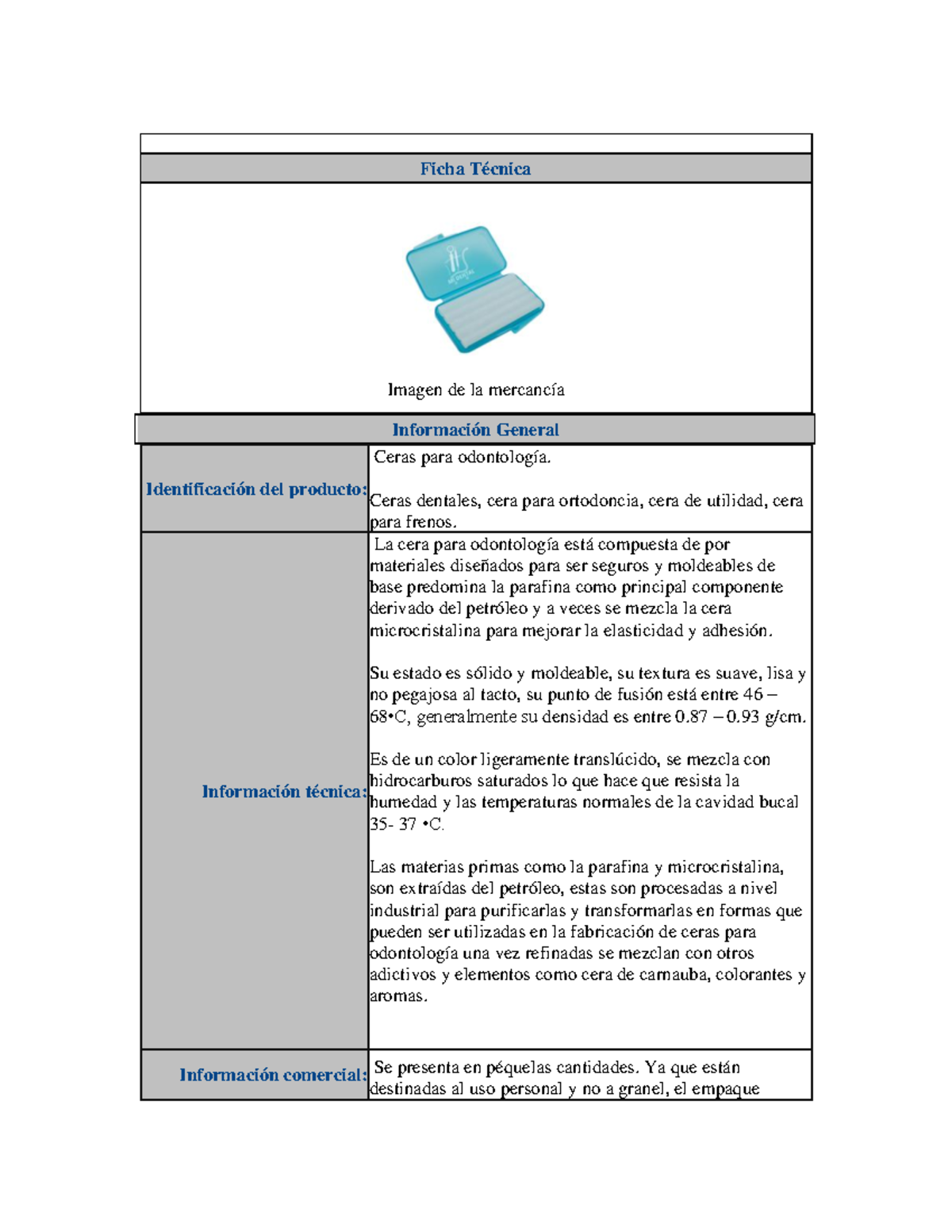 Ficha Técnica 2 - fugh - Ficha Técnica Imagen de la mercancía ...