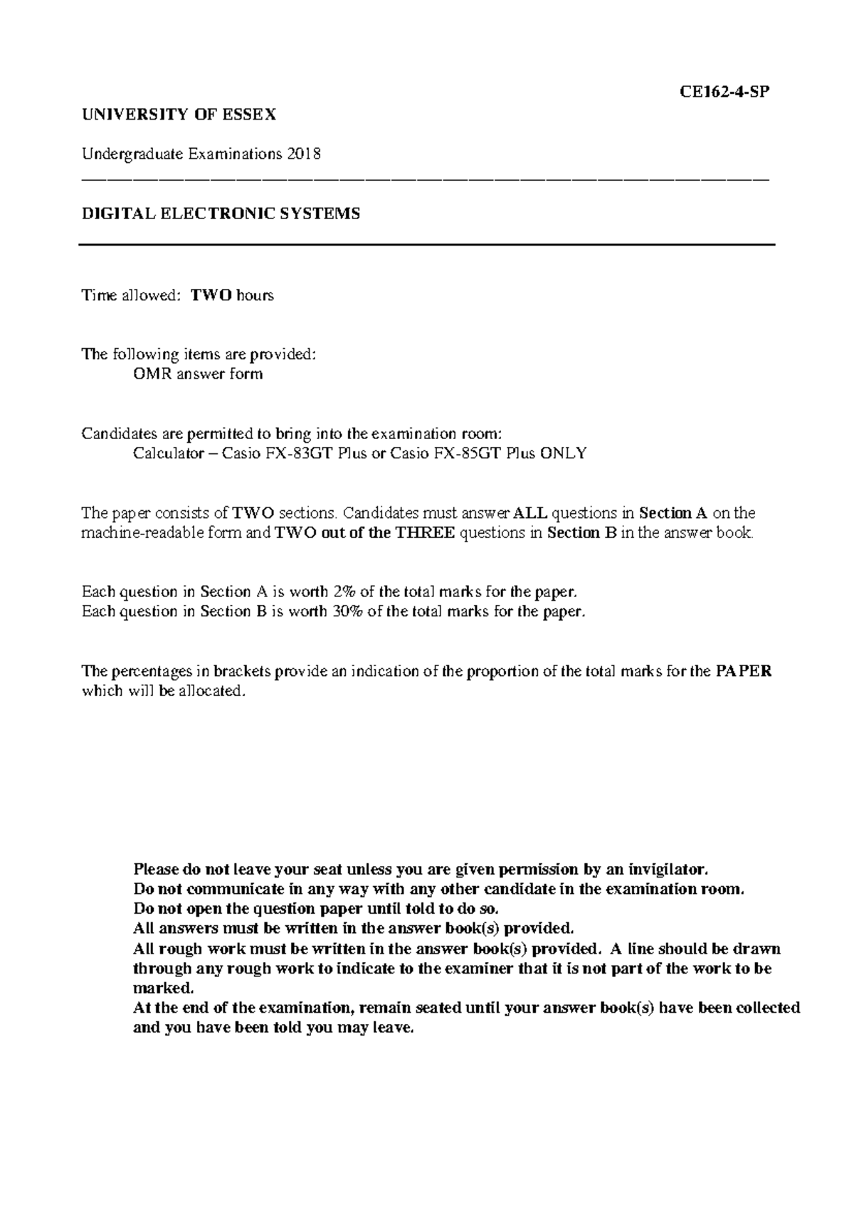 Digital Electronics Systems Lecture Notes Part 1 Ce 162 4 Sp University Of Essex Undergraduate