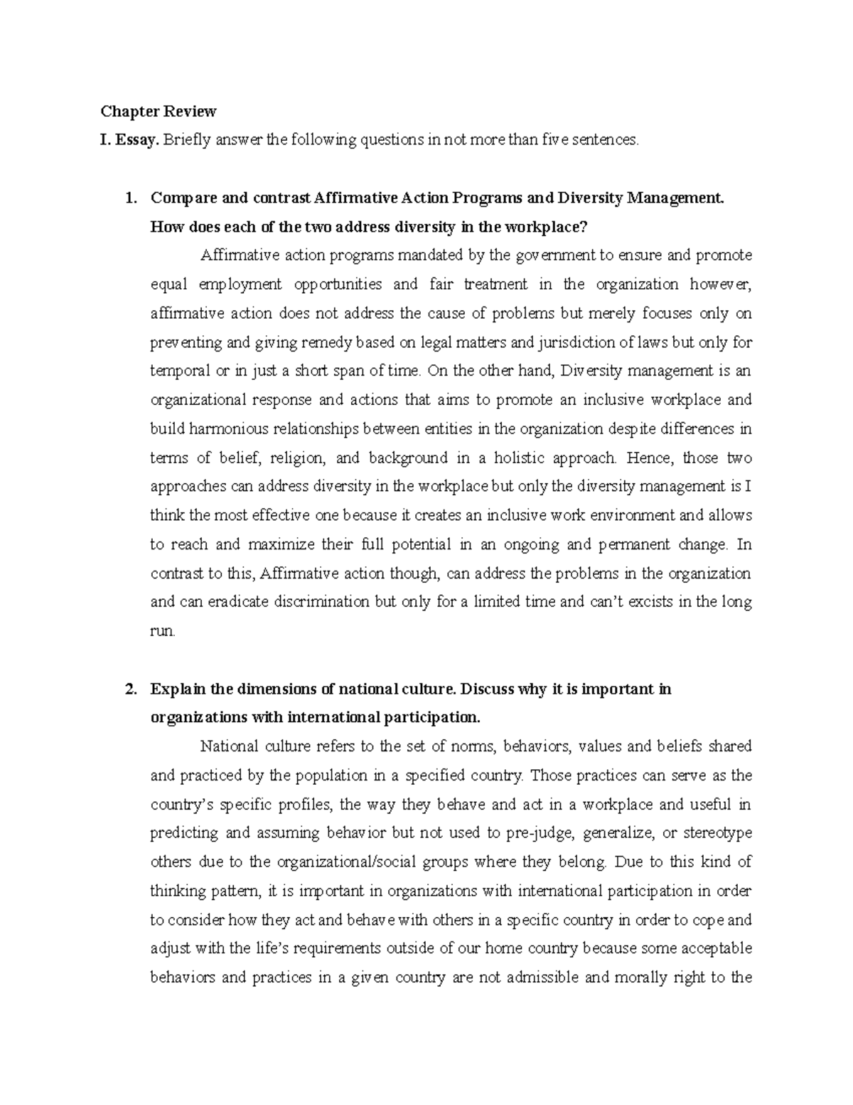 Module II-Globalization, Diversity, and Ethics (Chapter Review and Case ...