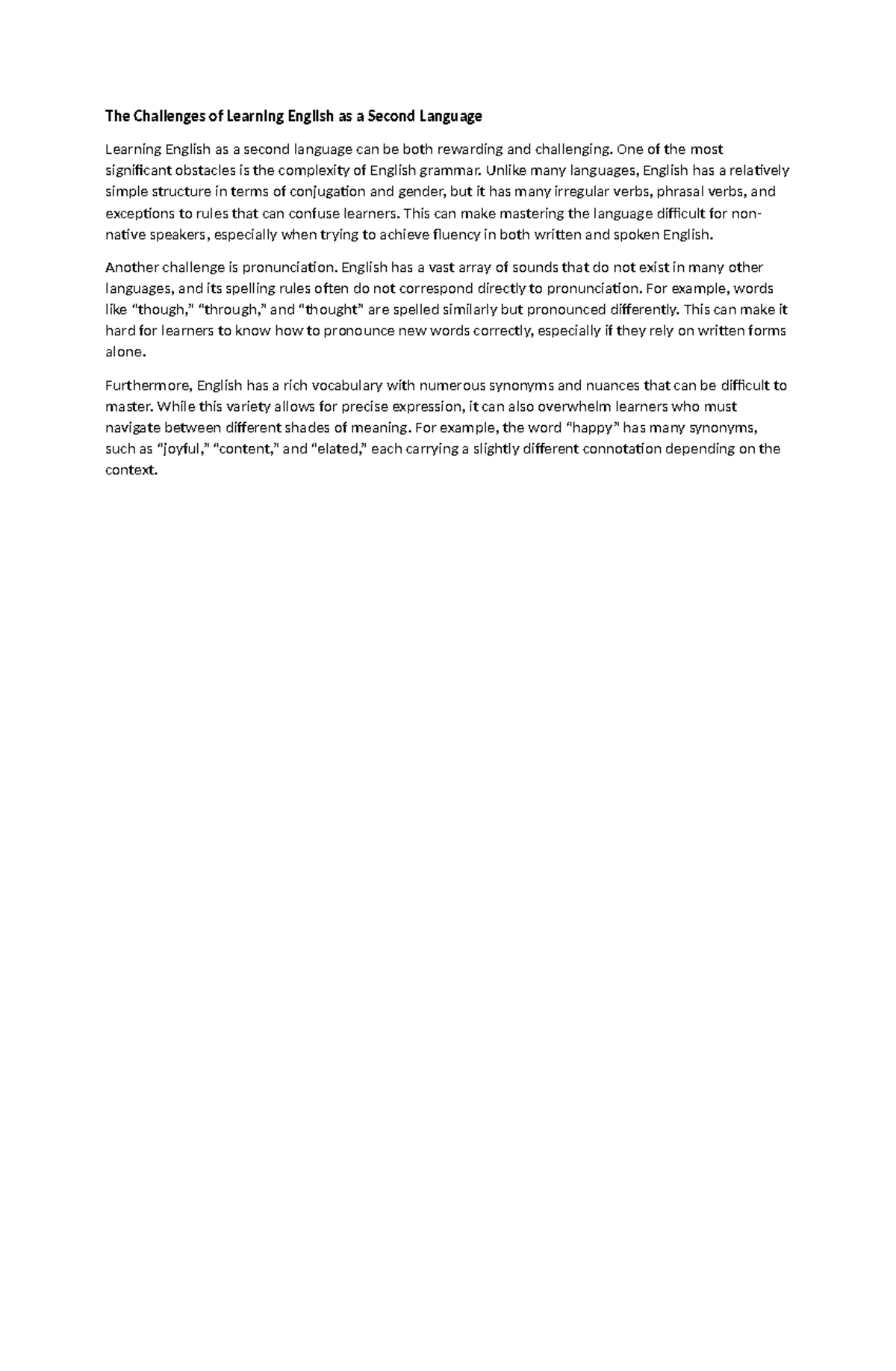 The Challenges of Learning English as a Second Language - One of the ...