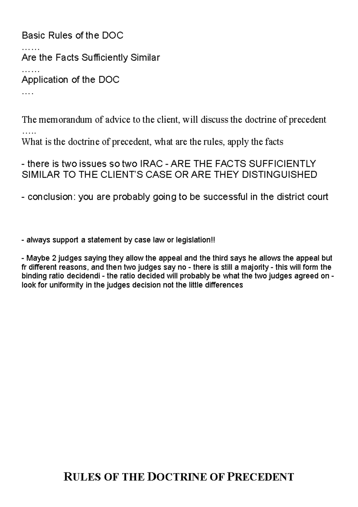 DOC - Basic Rules of the DOC ...... Are the Facts Sufficiently Similar ...