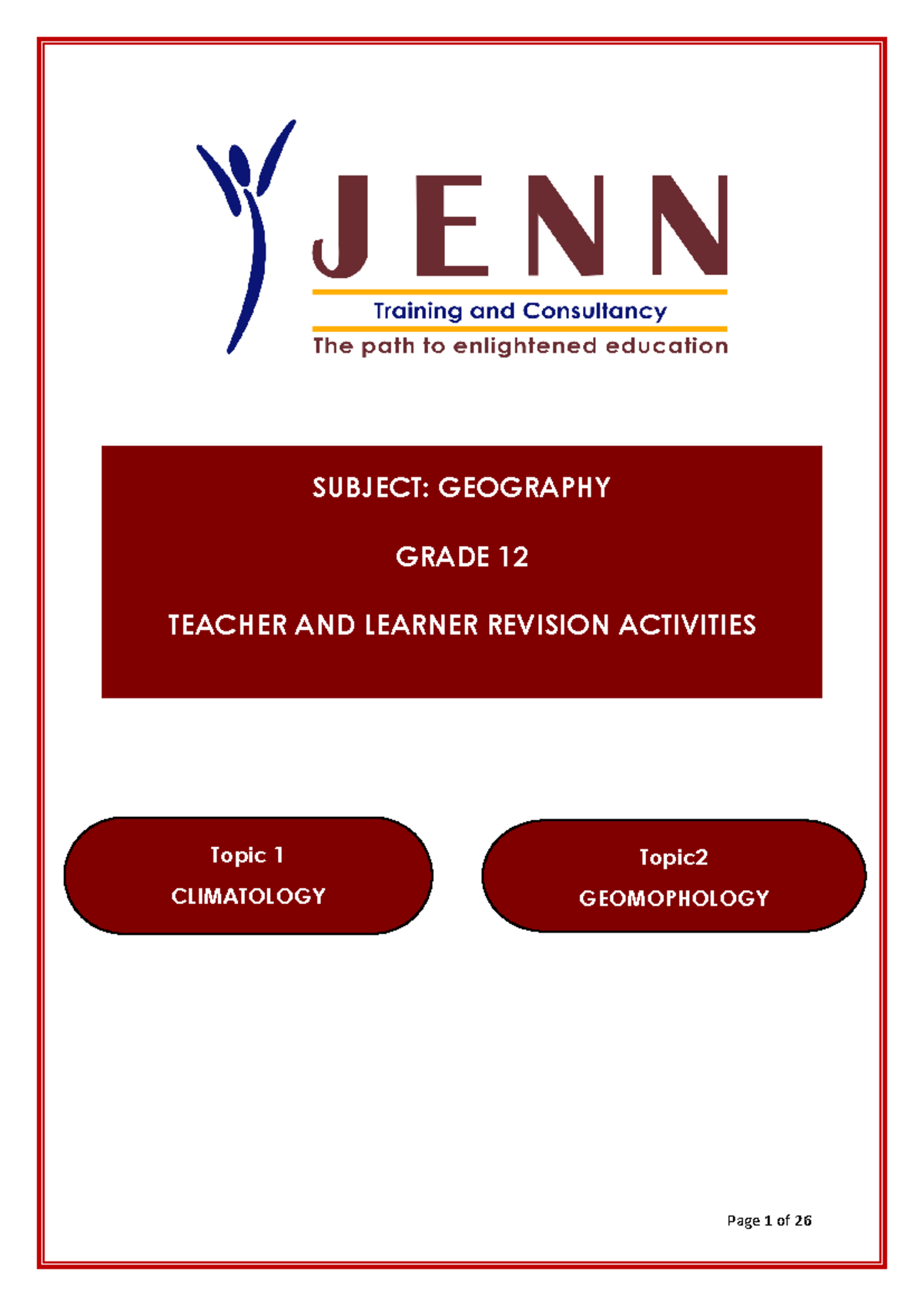 Geography Spring Content Manual - SUBJECT: GEOGRAPHY GRADE 12 TEACHER ...