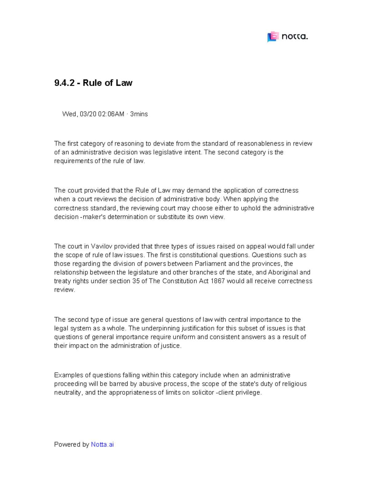 9 4 2 Rule Of Law Lecture Notes 9 4 Rule Of Law Wed 03 20 02 9-4-2-rule-of-law-lecture-notes-9-4-rule-of-law-wed-03-20-02