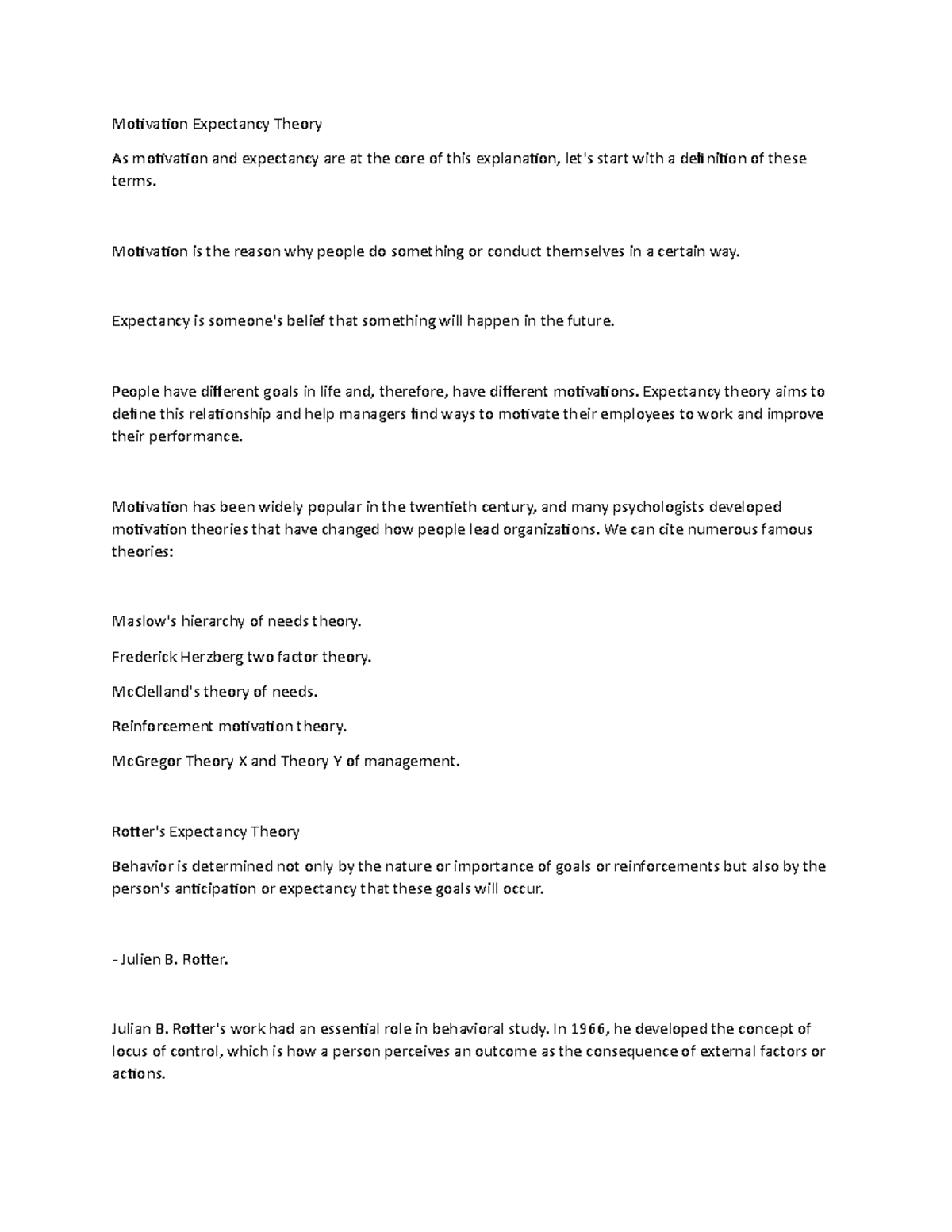 Motivation expectancy theory - Motivation Expectancy Theory As ...