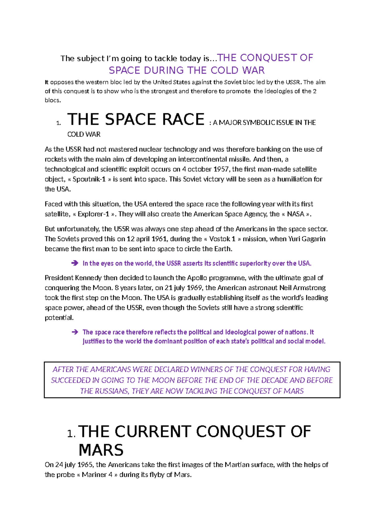 THE Conquest OF Space During THE COLD WAR - The subject I’m going to ...