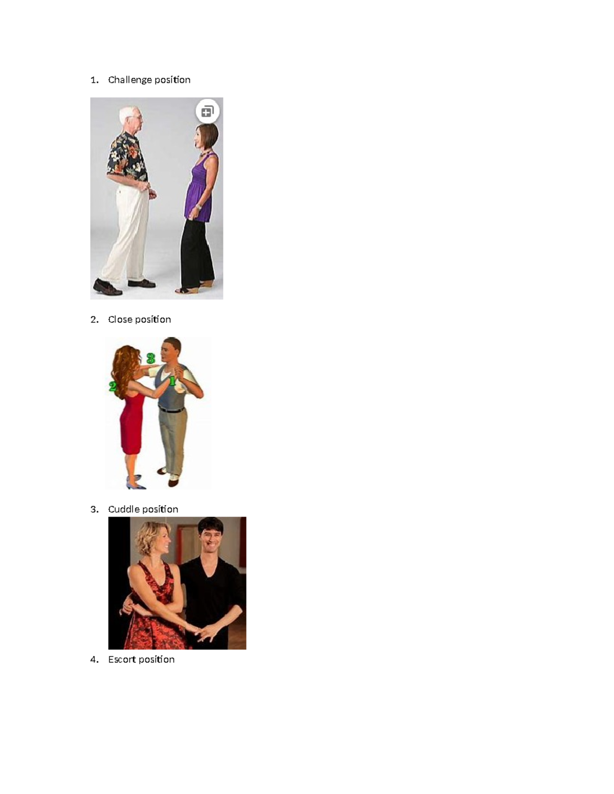 Ballroom positions - Physical Education - Challenge position Close ...