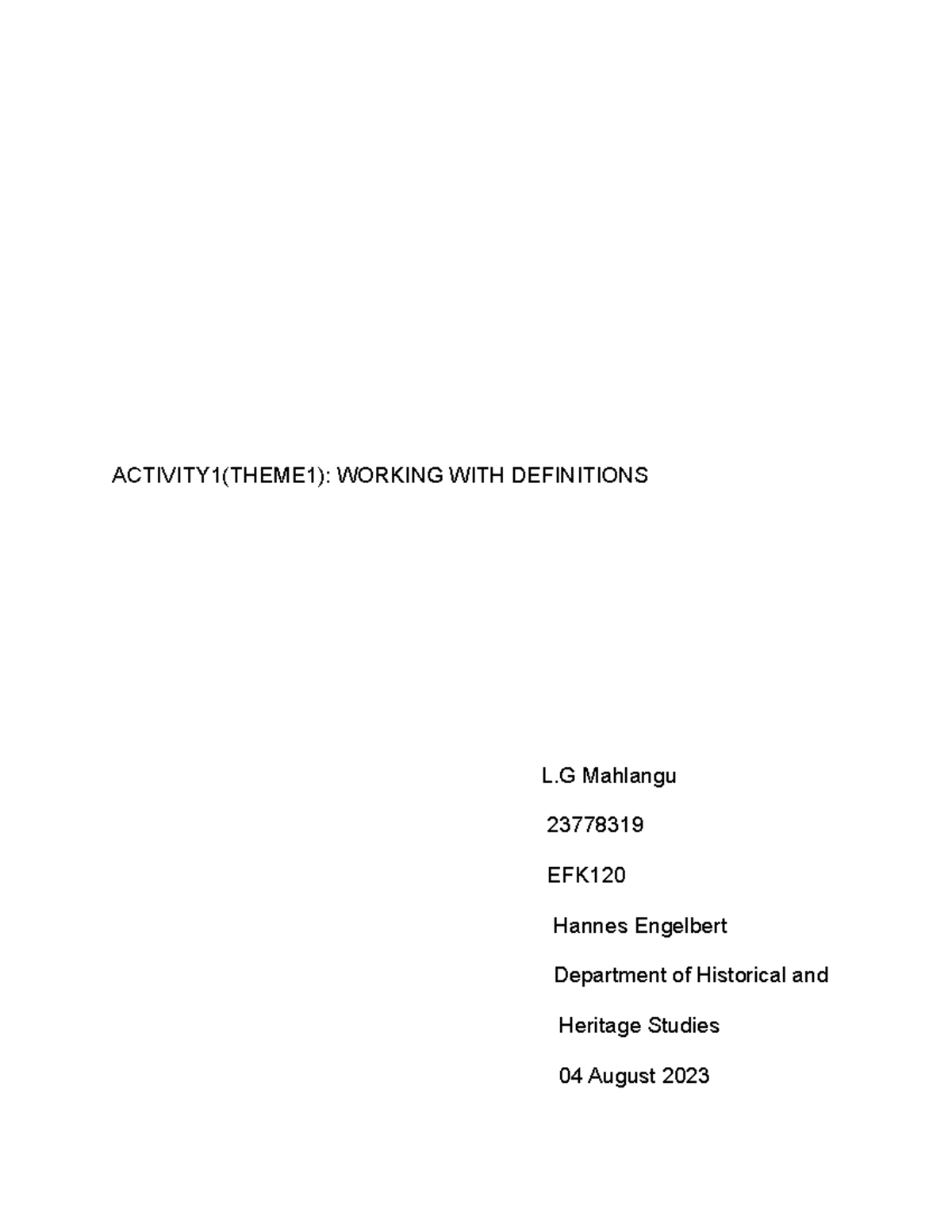 Activity 1 (Theme 1) Working with Definitions - ACTIVITY1(THEME1 ...