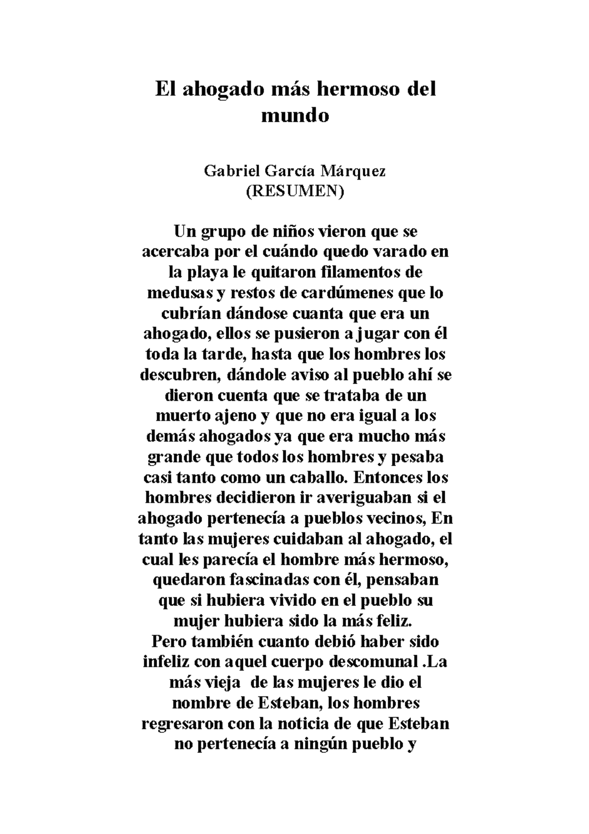 El ahogado más hermoso del mundo - El ahogado más hermoso del mundo ...