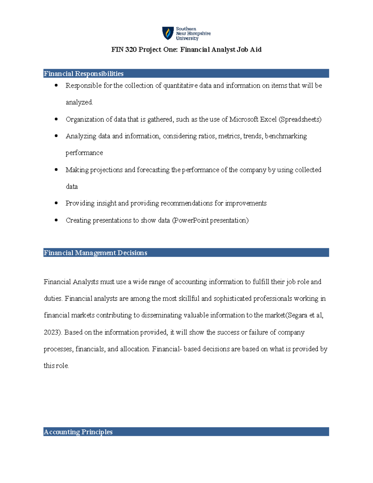 FIN 320 Project One Financial Analyst Job Aid rfa - FIN 320 Project One ...