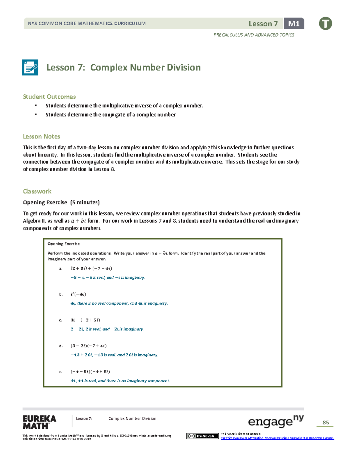 Precalculus m1 topic a lesson 7 teacher - Lesson 7 M ...