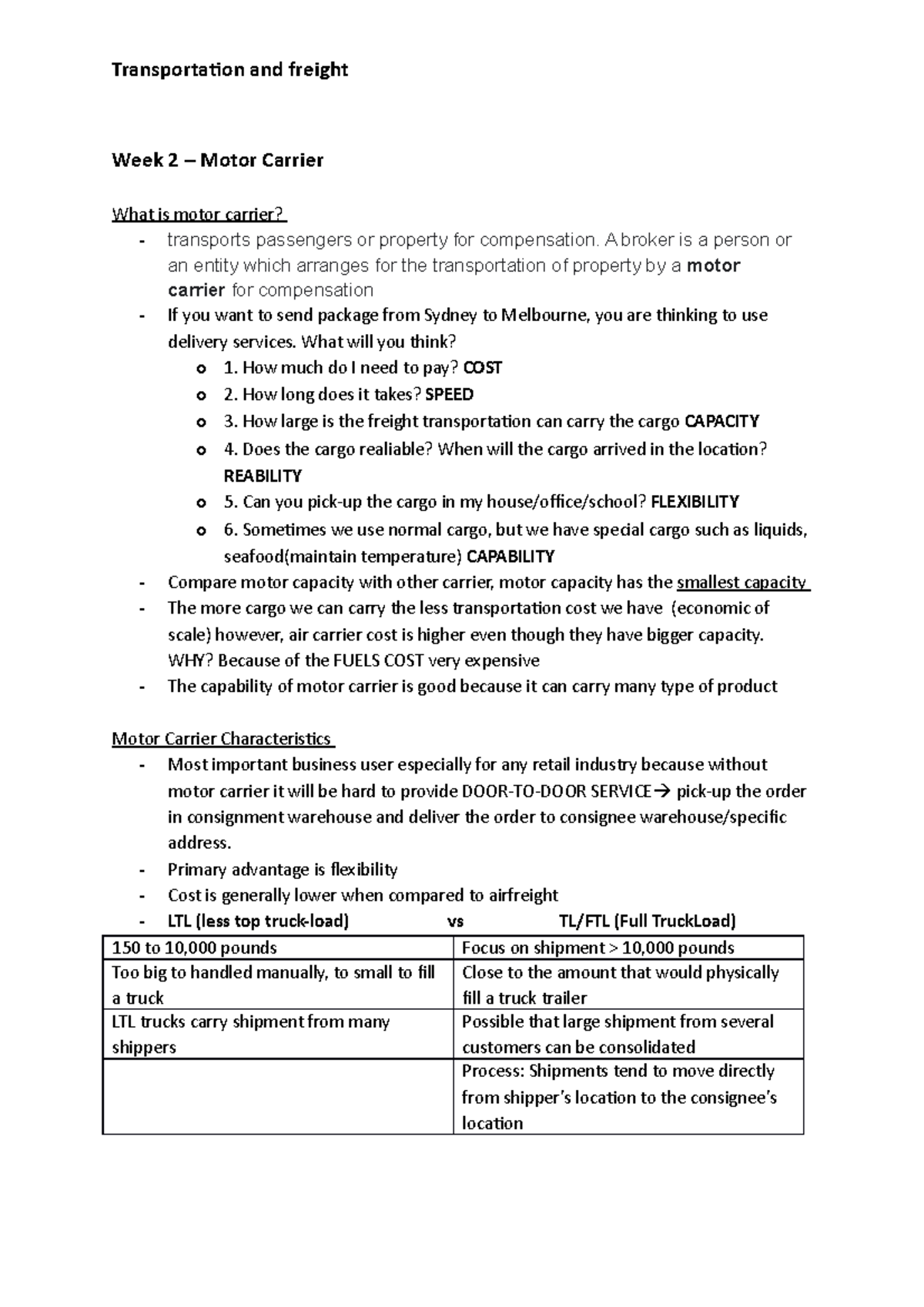 Transporation and Freight Lecture note - OMGT1062 - RMIT University ...