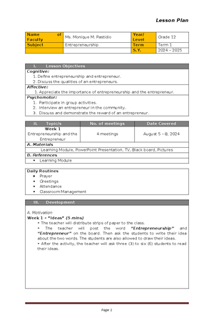 Business PLAN ( Entrepreneurship) - Janella Gabrielle G. Dollente ABM ...