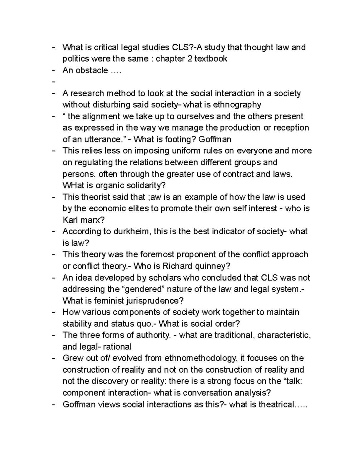 Clj 200 review-2 - Clj 200 review-2 - What is critical legal studies ...