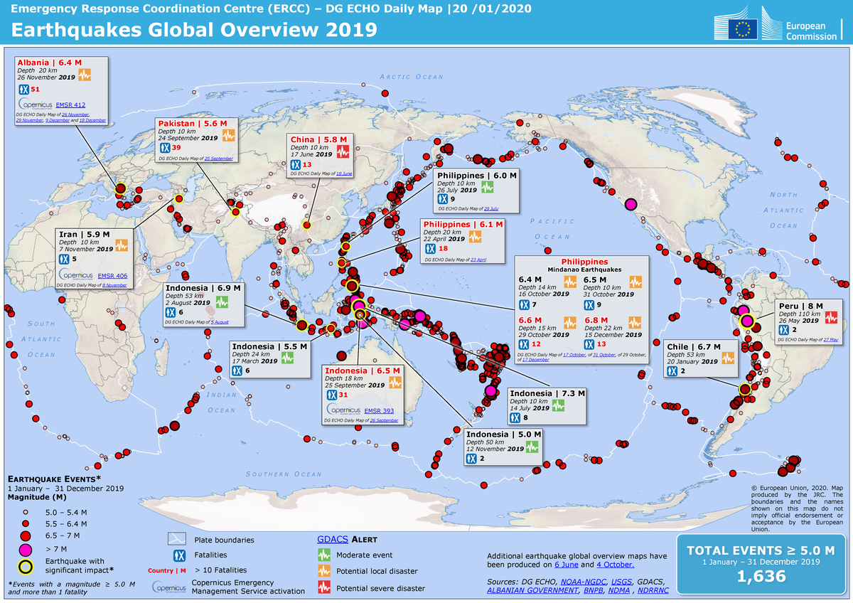 Earthquakes Global Overview 2019 – DG ECHO Daily Map – 20-01-2020 ...