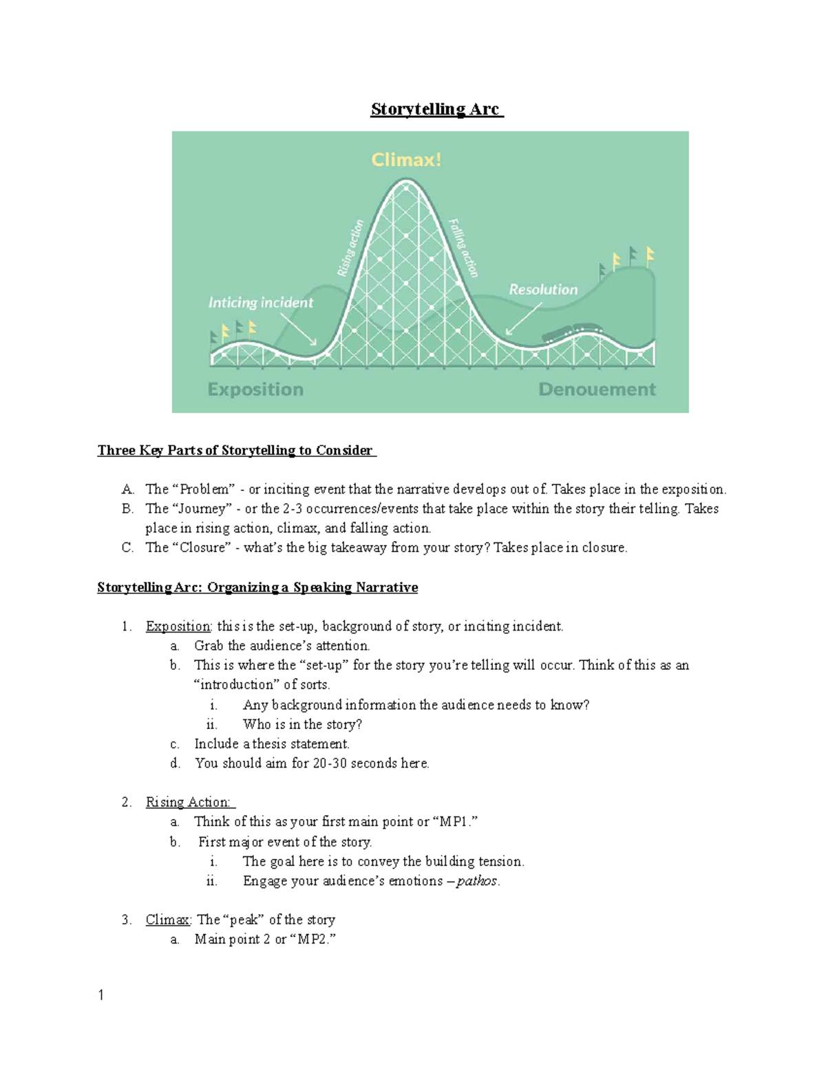 Storytelling Arc - course handout - Storytelling Arc Three Key Parts of ...
