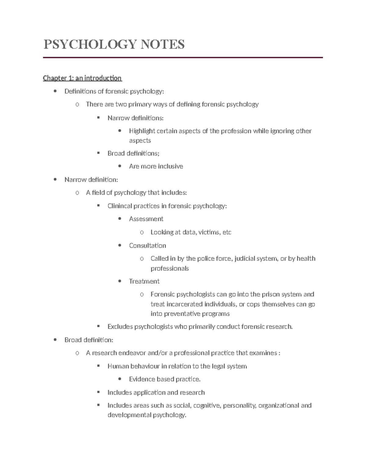 PSYC203 Notes-1 - PSY 3173—Course notes Chapter 1: an introduction to ...