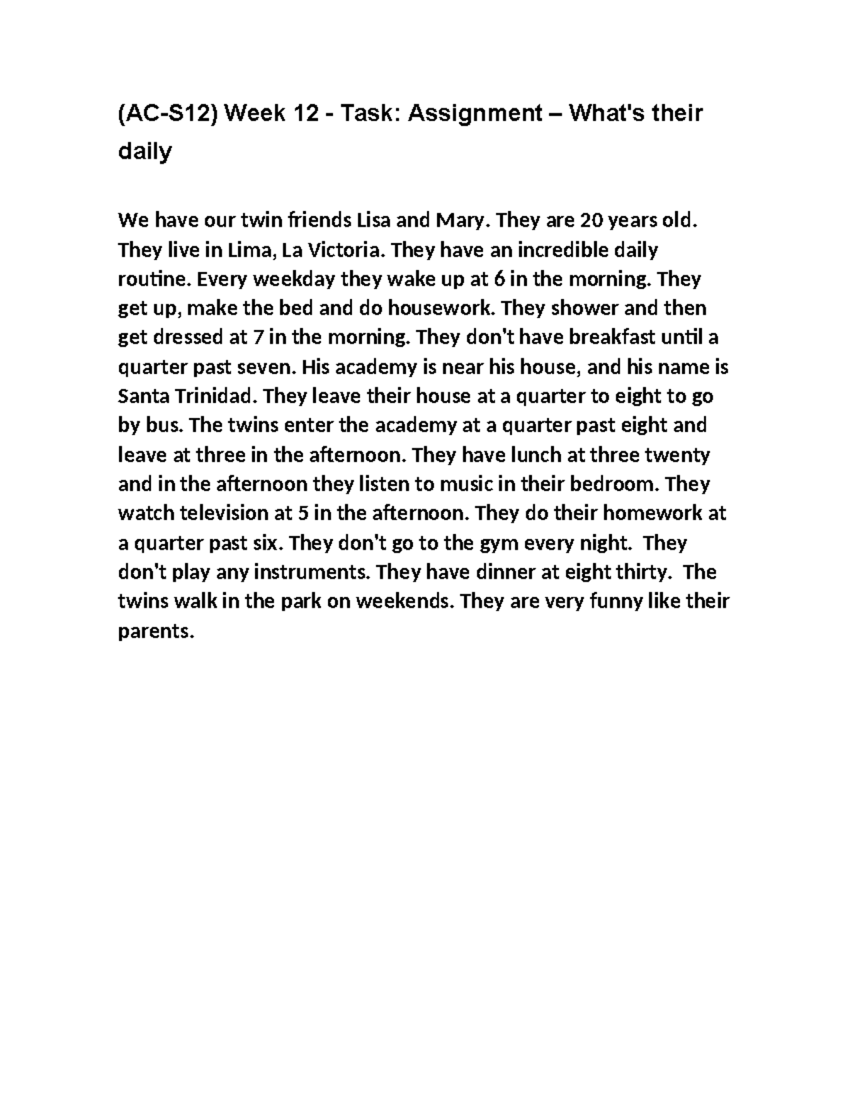 Semana 12 - 3 ciclo - (AC-S12) Week 12 - Task: Assignment – What's ...