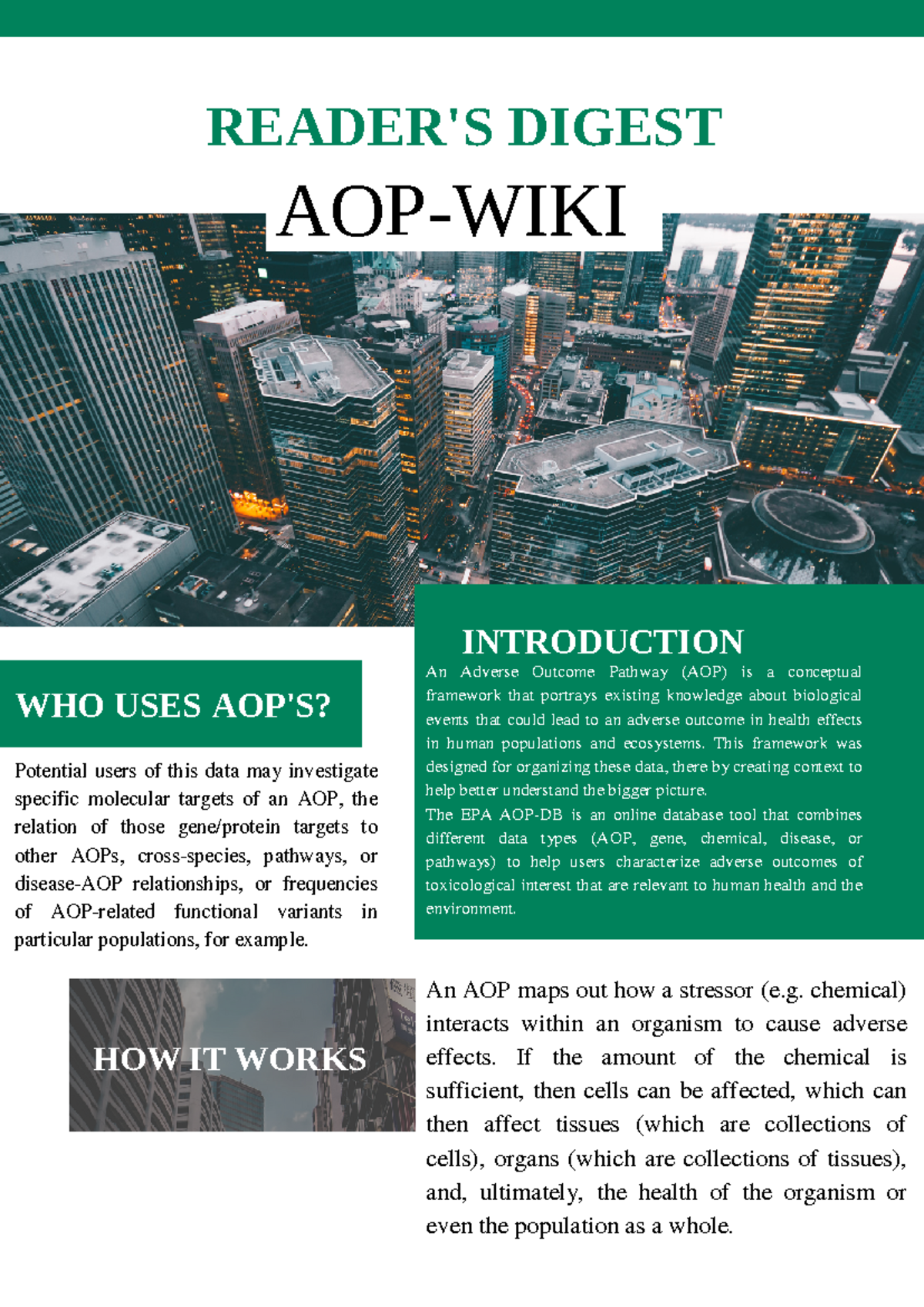 AOP-WIKI - jndihdei - READER'S DIGEST AOP-WIKI INTRODUCTION An Adverse Outcome Pathway (AOP) is ...