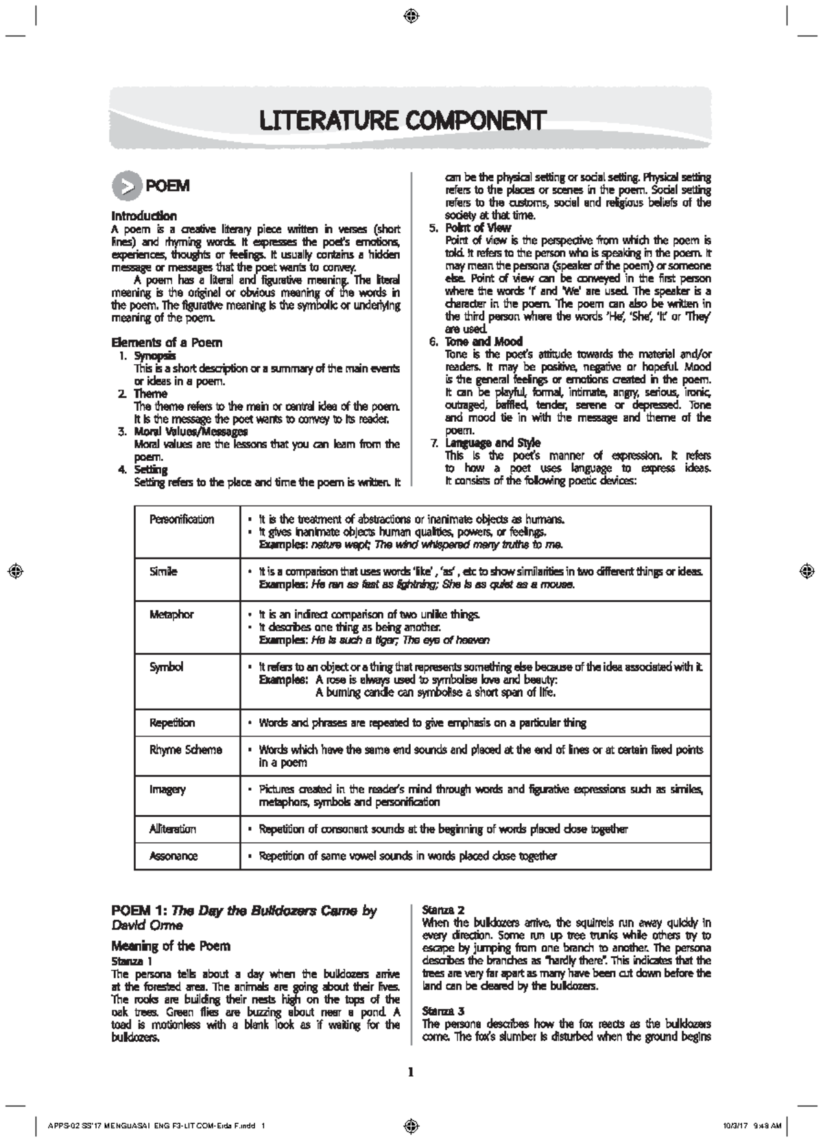 Literature component notes form 3 part a - APPS-02 SS'17 MENGUASAI ENG ...