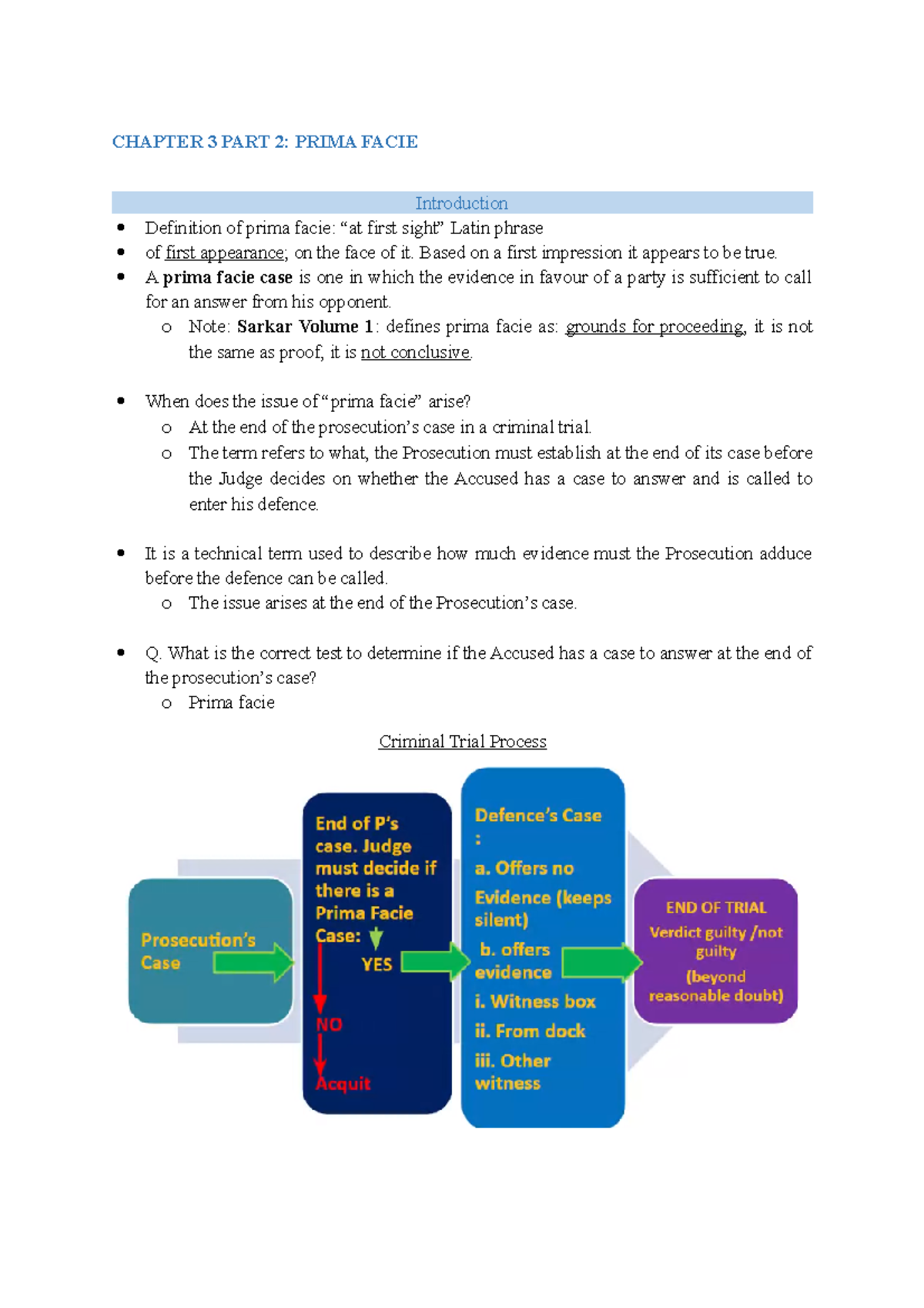 Prima facie case (burden of proof) chapter 2 - Law of Evidence I - MMU ...
