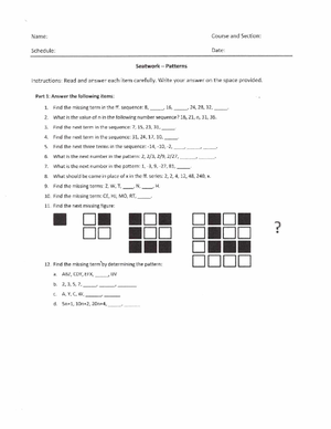 Seatwork No. 1 Midterm - SEATWORK NO. 1 IN MATH 101 General Instruction ...