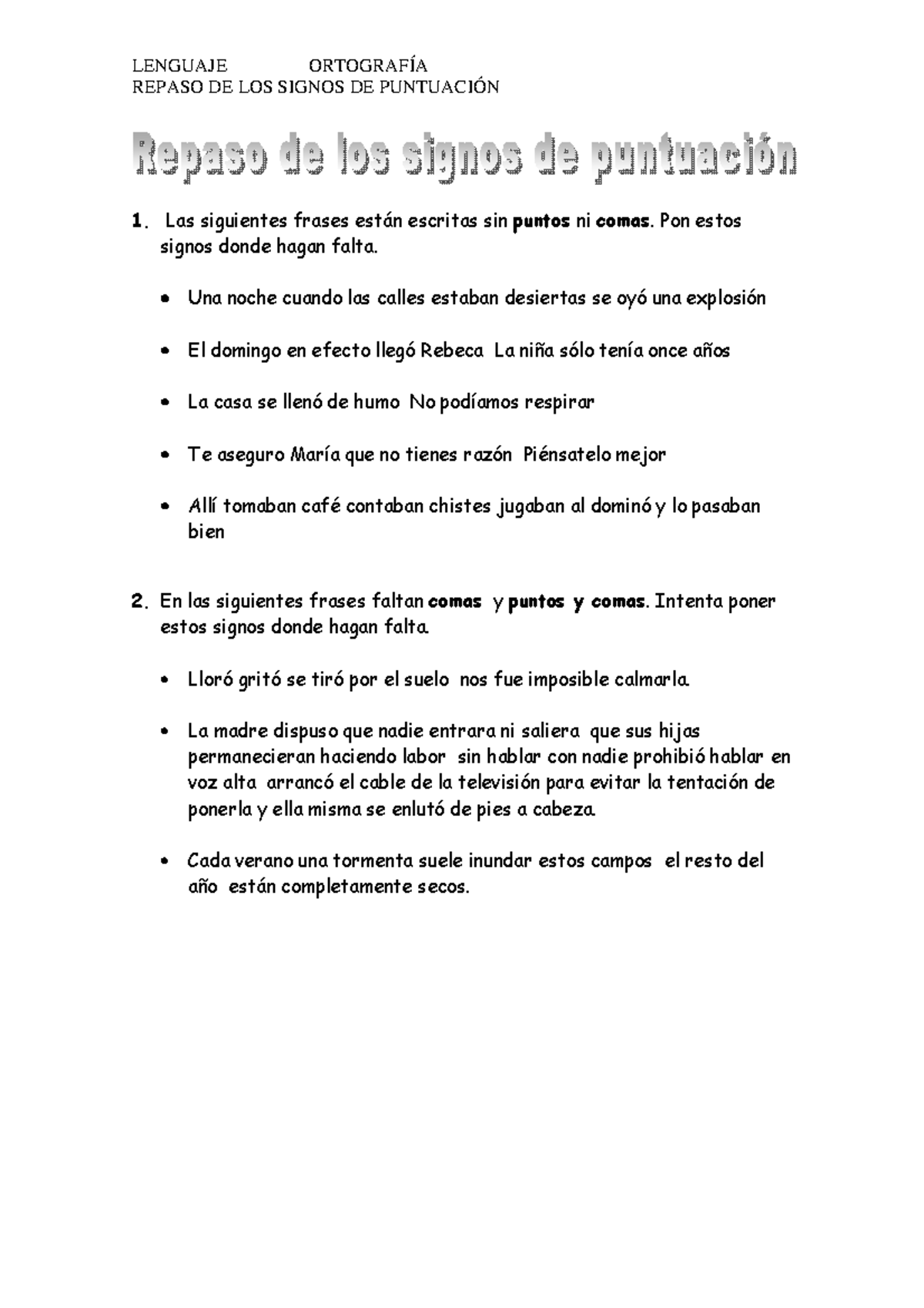 Signos DE Puntuacion - LENGUAJE ORTOGRAFÍA REPASO DE LOS SIGNOS DE ...
