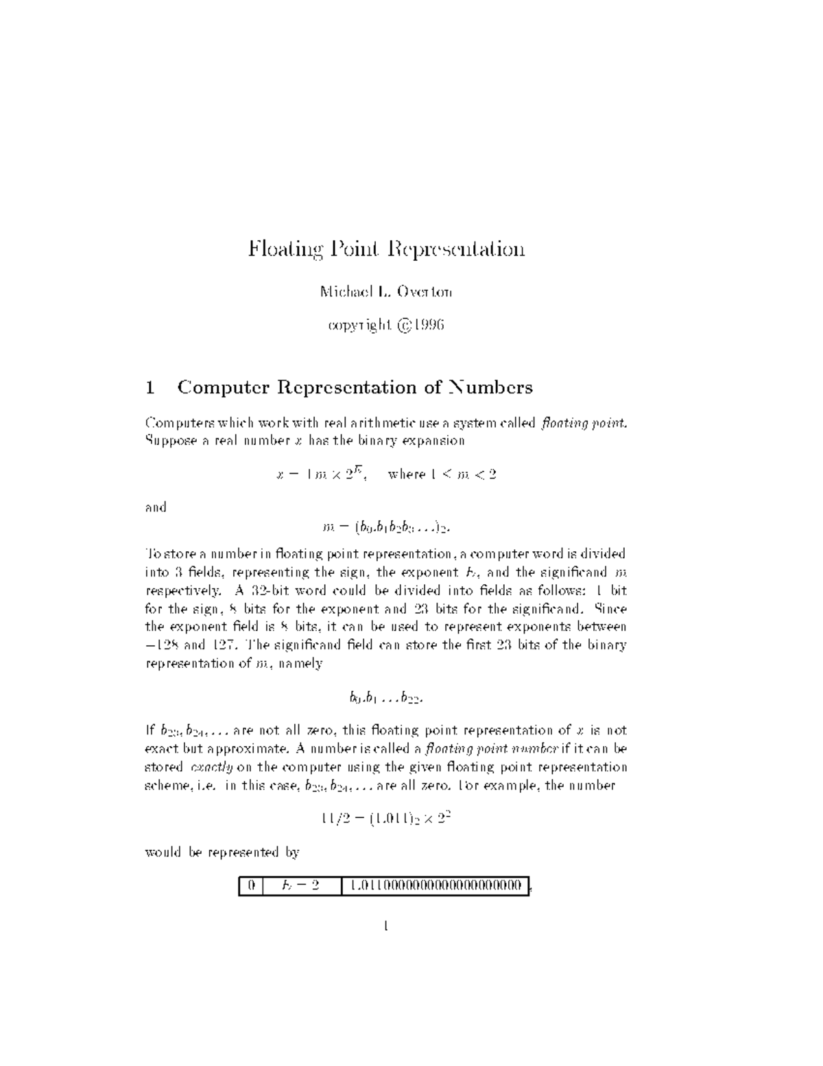 Q19 Floating Point Floating Point Repre S Entation Michael L Overton q19-floating-point-floating-point-repre-s-entation-michael-l-overton