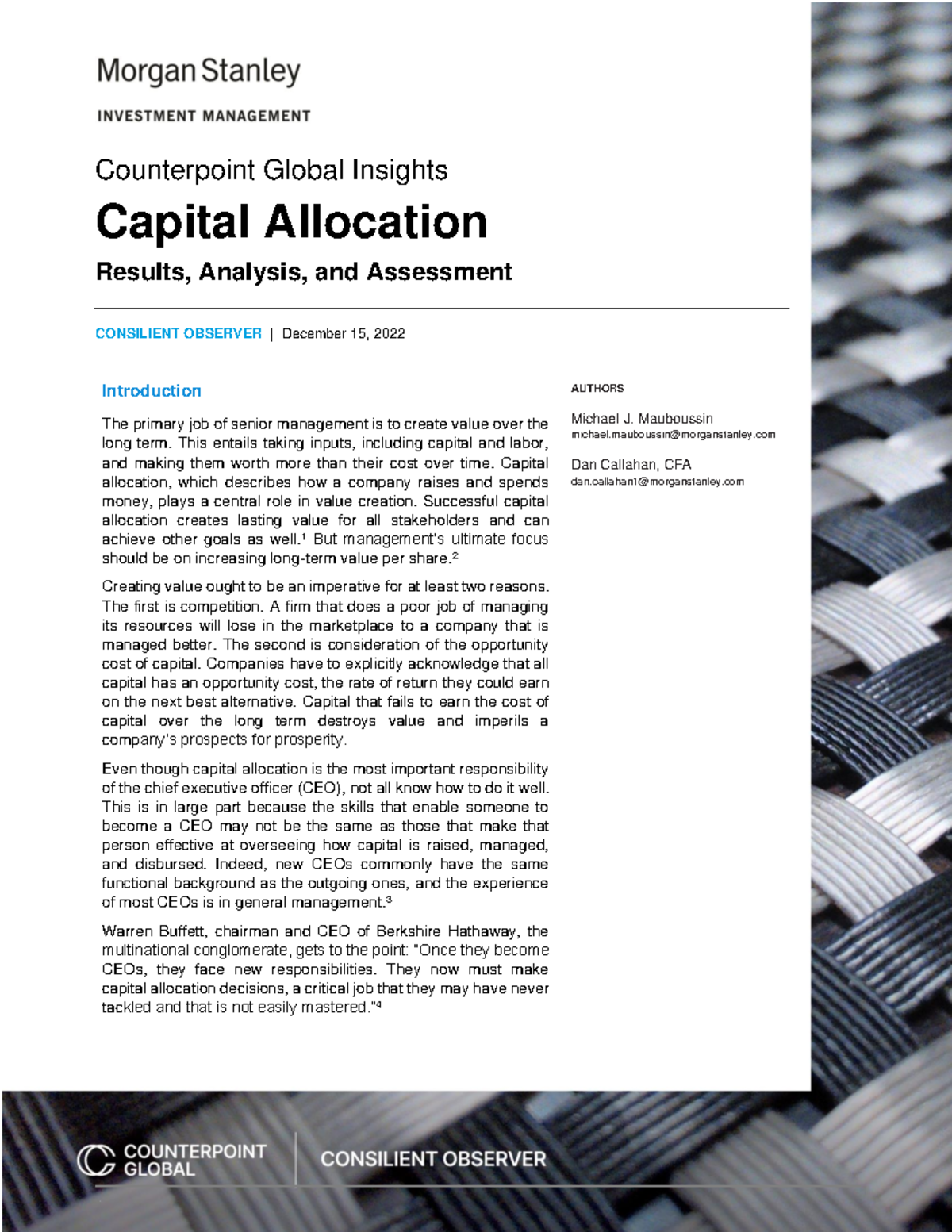 Article capitalallocation - . Counterpoint Global Insights Capital ...