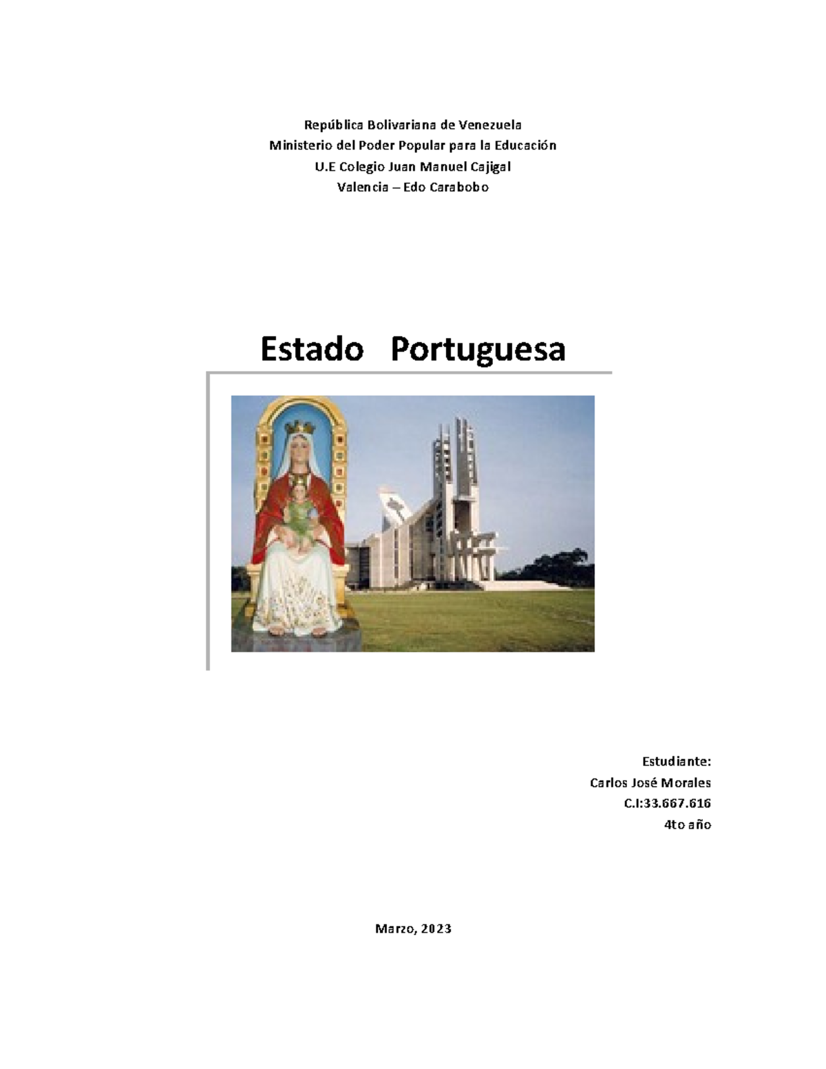 Estado portuguesa - República Bolivariana de Venezuela Ministerio del ...