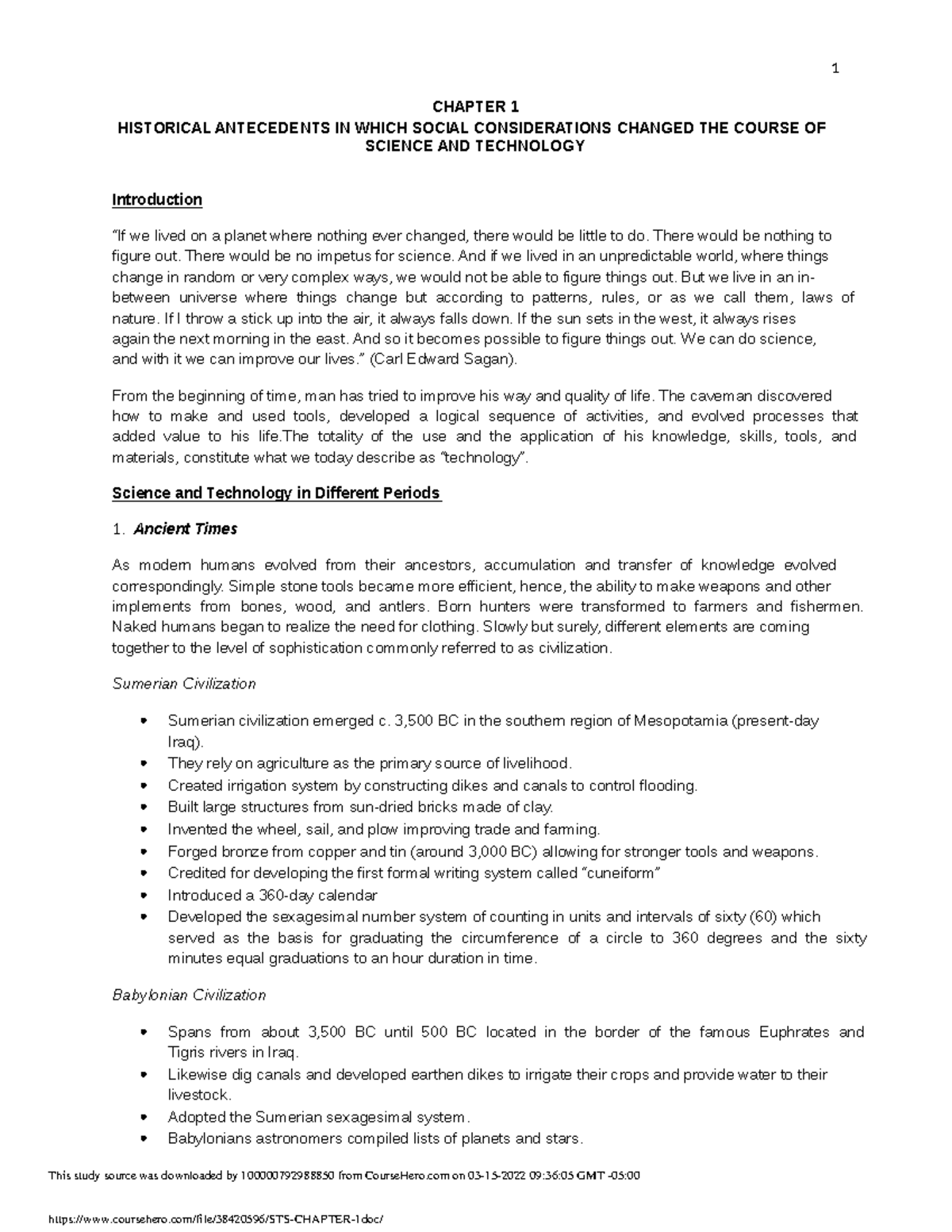 STS Chapter 1 - STS LECTURES - Science ,Technology and Society - PUP ...