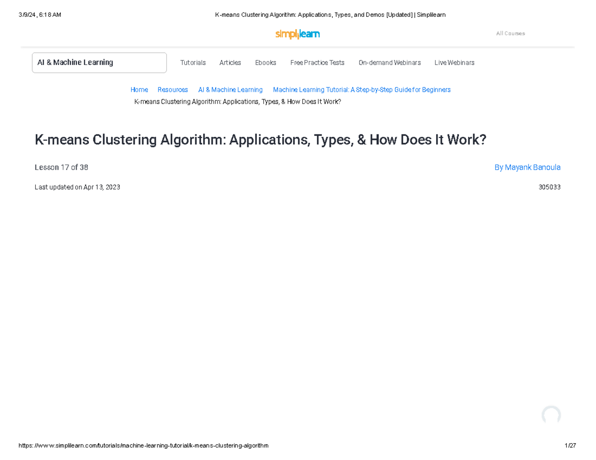 K Means Clustering Algorithm Applications Types And Demos [updated] Simplilearn Home